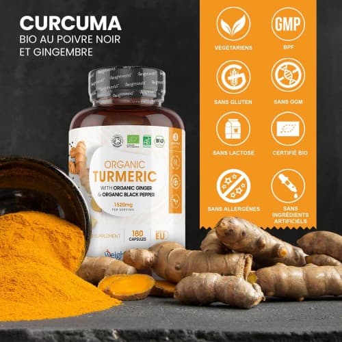 Gélules de Curcuma 100% Bio au Poivre Noir & Gingembre Gélules de Curcuma 100% Bio au Poivre Noir & Gingembre